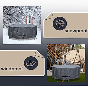 HWmatyCover Round Patio Furniture Covers, Waterproof Outdoor Table Chair Set Covers, All Weather Protection Patio Furniture Cover with Air Vent,62"DIAx28"H, Grey