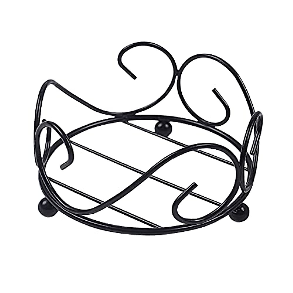 CTCNGH 4.5” Coaster Holder Round, Black Iron Metal Coaster Holder Without Coasters, Hold 1 to 7 Pcs Drink Coasters Set-Made of Ceramic Stones, White Marble, Felt, Leather, Wood (4” in Size)