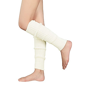 American Trends Leg Warmers for Women Girls 80s Ribbed Leg Warmer for Neon Party Knitted Fall Winter Sports Socks 2pack(Black+White)