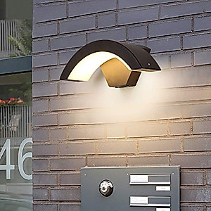 Mobestech Modern Arc Shape 12W Outdoor Light Sense Wall Light Waterproof Garden Courtyard Lamp for Home Farmyard Balcony Aisle Corridor ( White )