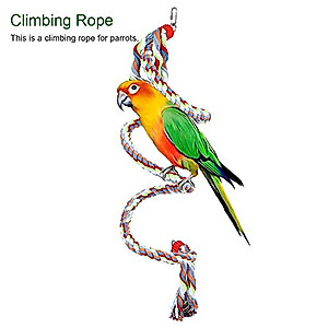 1.6 Meter Parrots Bungee Swing Spiral Climbing Standing Toys with Bell Rope Cotton Perch Birds Supplies for Large Medium Small Parrots