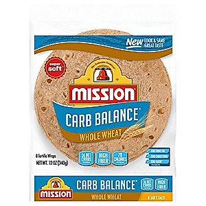 Mission Foods Carb Balance Whole Wheat Soft Taco, 8 ct 2 Bags 0g Trans Fat per serving