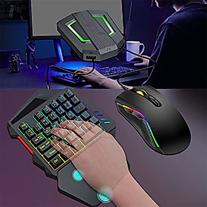 SOLUSTRE Game Controller Adapter Colorful Lighting USB Gaming Mouse Keyboard Adapter