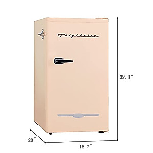 Frigidaire EFR376-CORAL Retro Bar Fridge Refrigerator with Side Bottle Opener, 3.2 cu. Ft, Coral