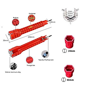 TenVirtues Faucet and Sink Installer Multifunctional Tool, 8-in-1 Screw Head Waste Pipe Extractor & 3 replaceable heads for Plumbing/Bathroom/Toilet Bowl/Sink/Kitchen Plumbing