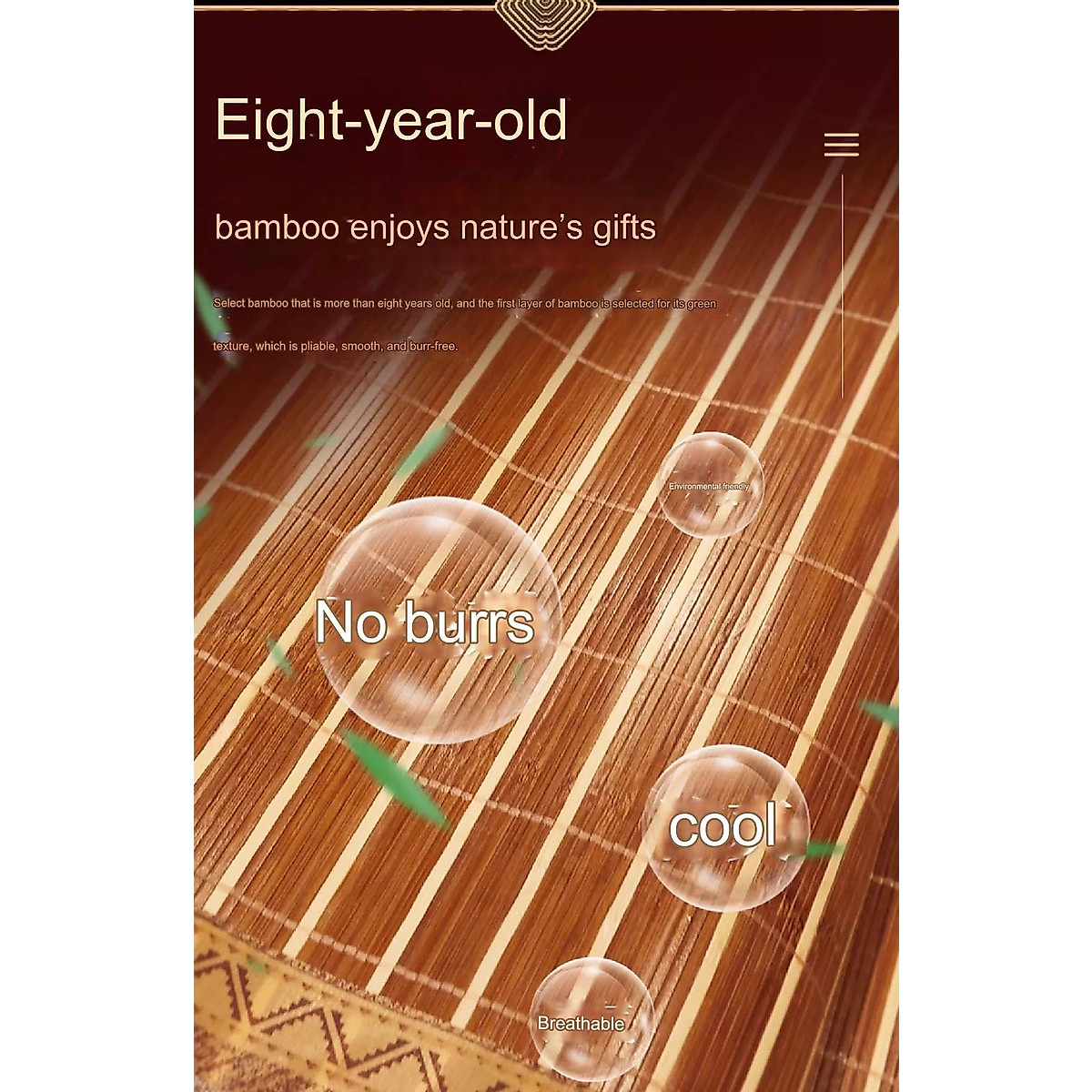 Bamboo Sleeping Mat, Sleeping Mat, Breathable Folding Bed Double-Sided Bamboo Mat, Bedding for Home School Dormitory(1.35m)