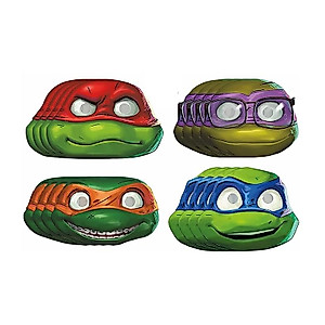 TMNT Teenage Mutant Ninja Turtles Birthday Party Supplies Bundle includes 16 Plates, 16 Napkins, 1 Table Cover, 16 Loot Bags, 16 Paper Masks, 8 Sticker Sheets, 1 Dinosaur Sticker Sheet