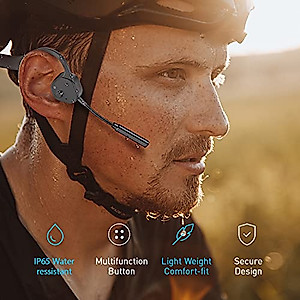 VIDONN Bone Conduction Headphones with Mic, Bluetooth Headset with Noise-Canceling Boom, Open-Ear Headphones for Home Office Education Business Trucker Online Teaching/Learning