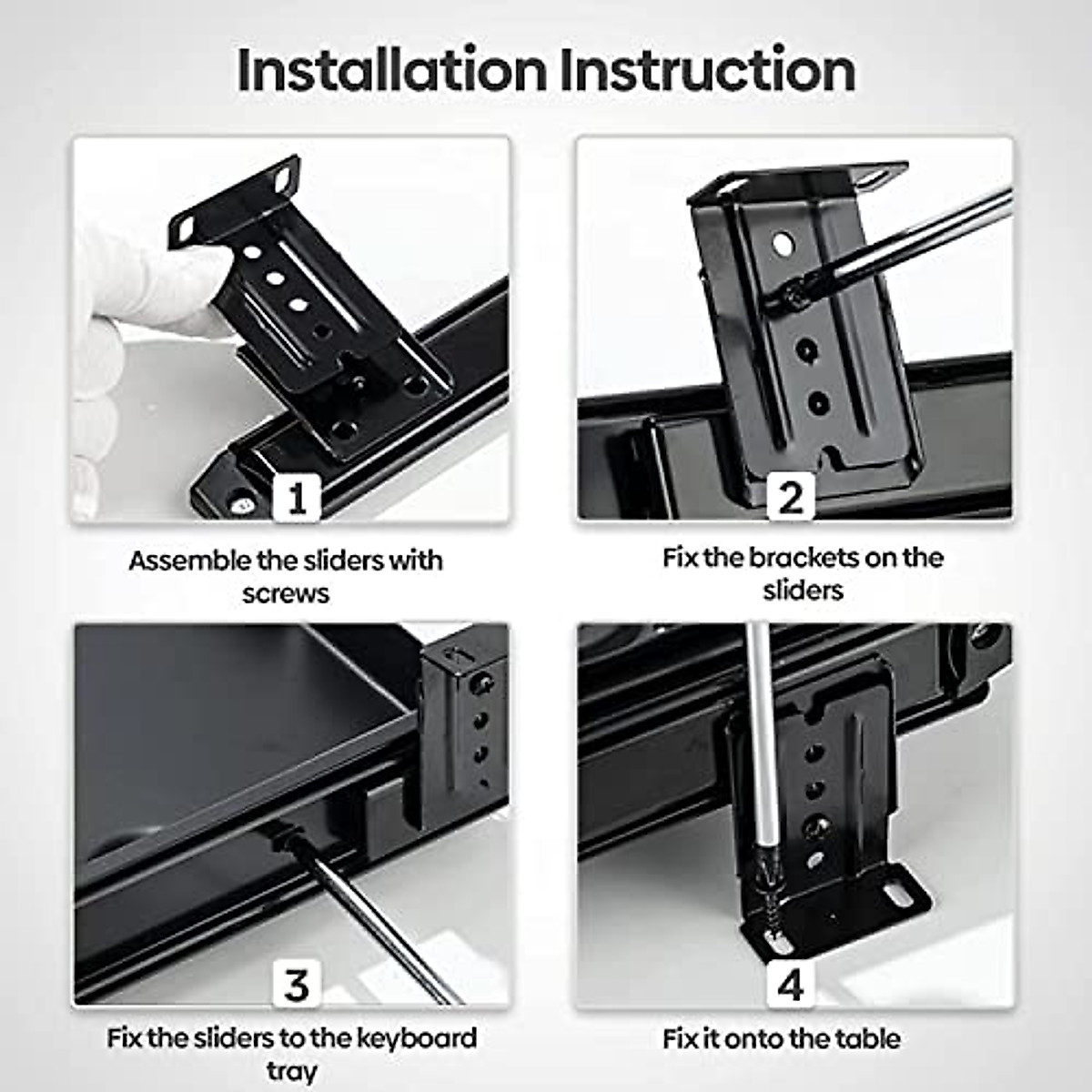 Oaskrac Keyboard Tray Under Desk, Keyboard Drawer Under Desk Slide with 360 Rotating Mouse Platform, Slide-Out Platform Computer Drawer for Typing, 20 inch, Black