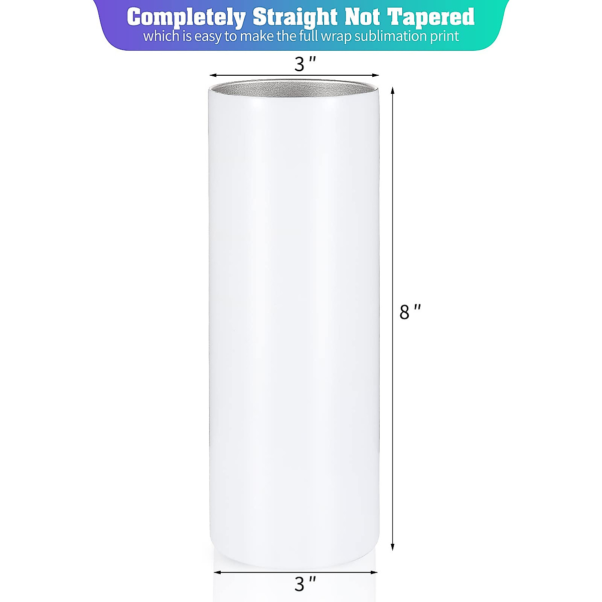 YOUKE OLA 16 Pack Sublimation Tumblers Straight Skinny Tumbler Blanks Bulk 20oz for Heat Transfer, Individual Gift Boxed, Double Wall Insulated Tumbler with Shrink Wrap & Straws