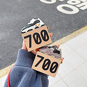 Airpods 2&1 Case, Silicone Sneaker 700 Shoe Box Case Compatible for AirPods Case,Shockproof Coconut Airpods Case Cover Accessories with Keychain for Kids Girls Teens Boys Men Women(White-700)