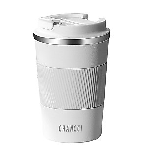 Travel Coffee Mug Spill Proof Leakproof 12 oz Insulated Coffee Mug with Screw Lid, Stainless Steel Vacuum Tumbler Reusable Thermal Coffee Cup to go for Hot and Cold Drinks -380ml, White