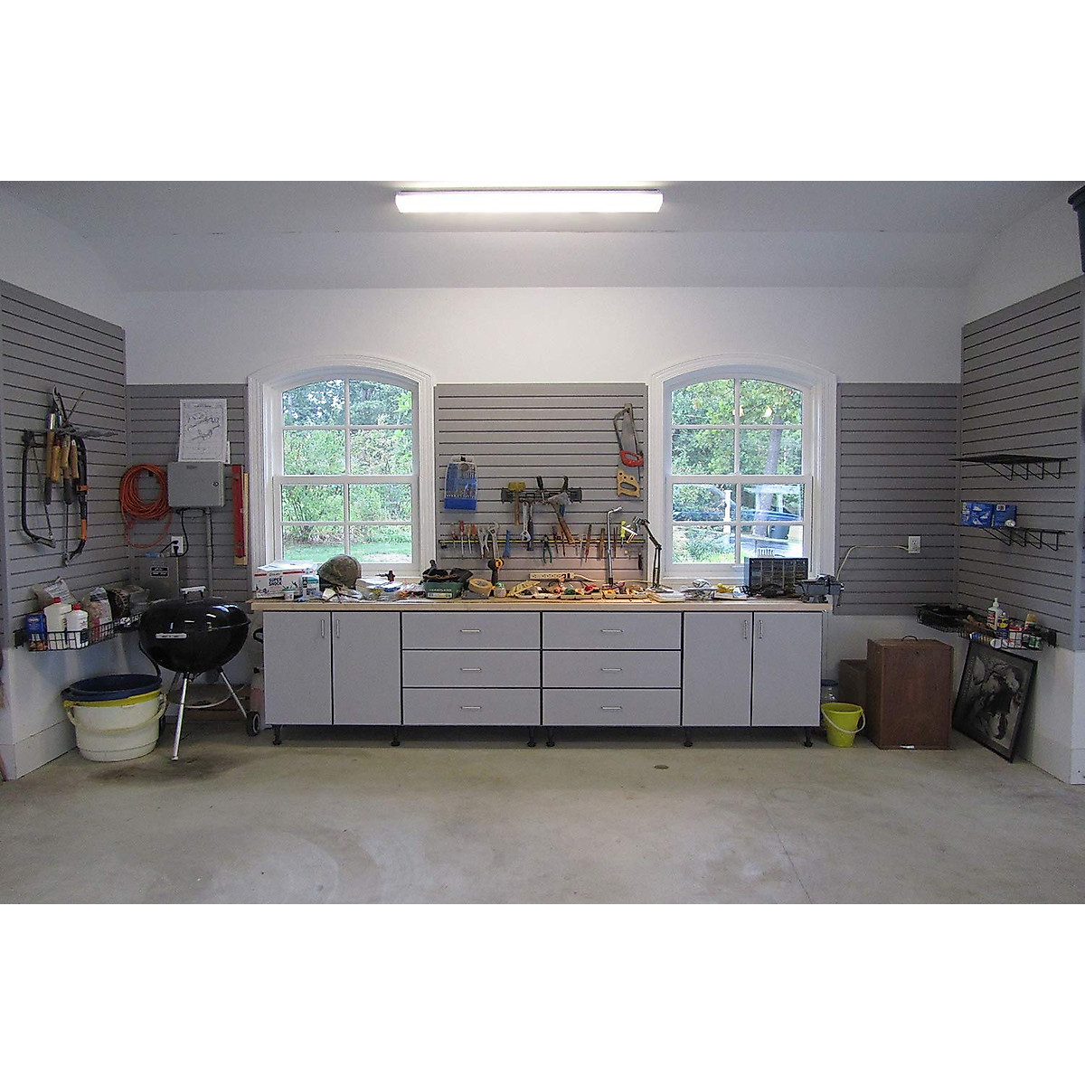 FAITHSAIL Linkable 4FT LED Wraparound Light 40W Flush Mount Garage Shop Lights, 4400lm, 4000K, 4 Foot Linear Wrap Ceiling Lighting Fixture for Workshop Office Kitchen, Fluorescent Replacement, 6 Pack