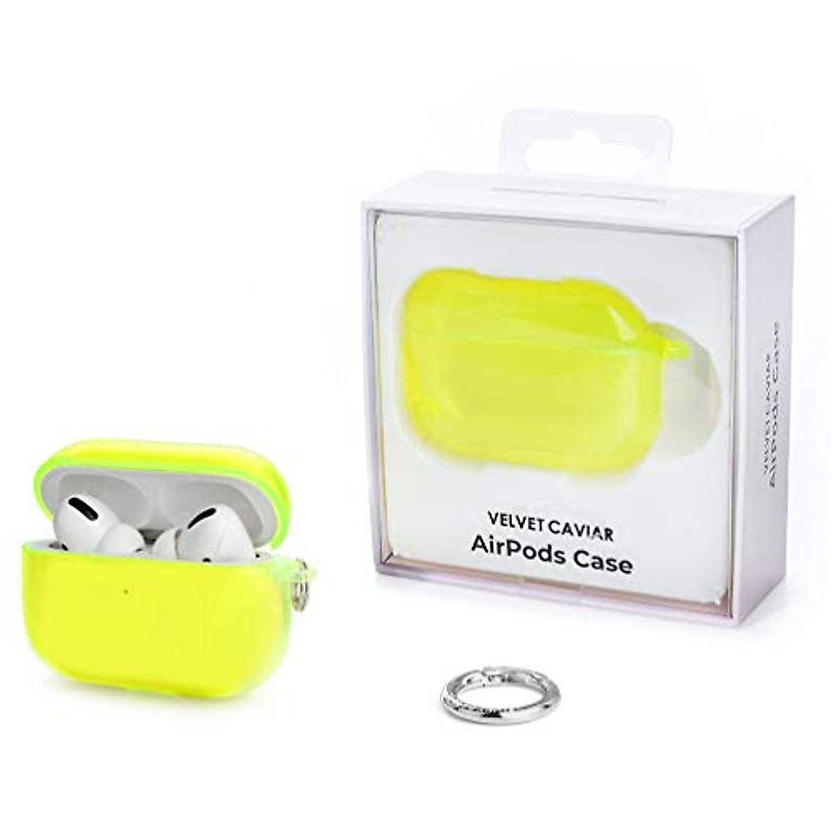 Velvet Caviar Neon Yellow AirPod Pro Case Cute Cover for Girls, Women with Keychain - Cool Protective Hard Cases Compatible with Apple AirPods Pro