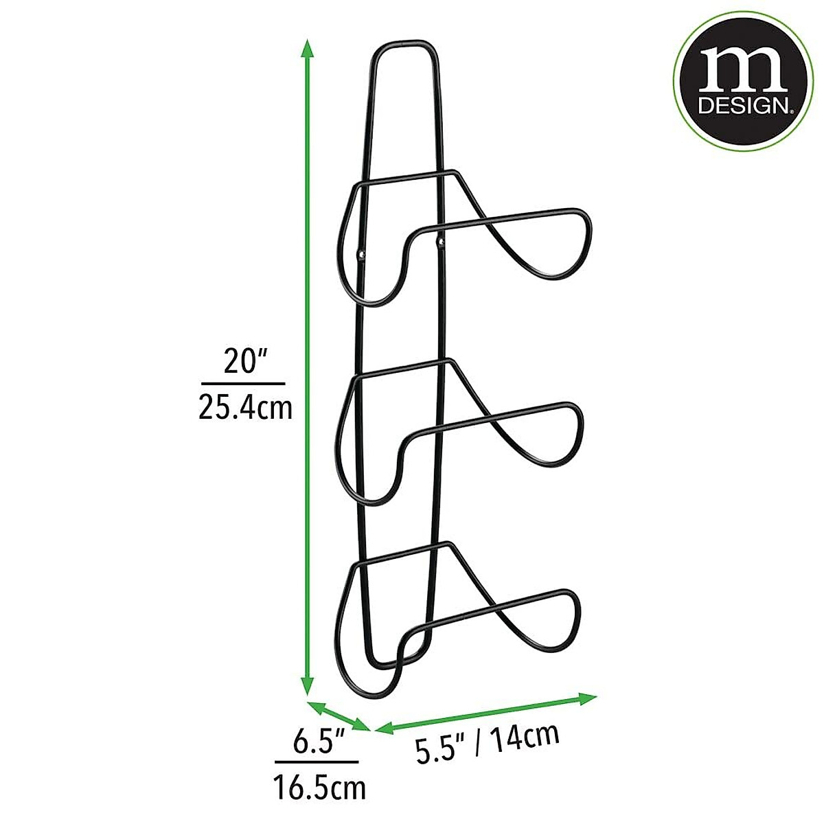 mDesign Metal Wall Mount 3 Level Bathroom Towel Rack Holder & Organizer - for Storage of Washcloths, Hand Towels - Use in Guest, Master, Kid's Bathrooms - 2 Pack - Black