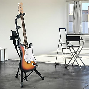 Lumintrail Hercules GS414B PLUS Single Guitar Stand, Auto Grip System, Instant Height Adjustment Clutch, Fits Guitar Neck Sizes 1.57” - 2.05”, with Hercules GSB001 Carrying Bag with a Cleaning Cloth