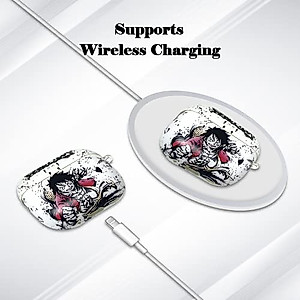 Case for AirPods Pro 2 Generation: NANTING Creative One Piece Anime Cool Compatible with 2022 Apple Earphone Wireless Charging Protective Cover (Luffy)