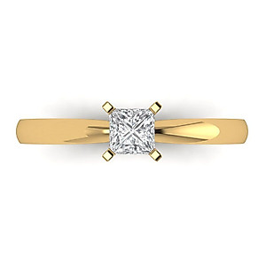 Clara Pucci 0.50 ct Princess Cut Solitaire Genuine Moissanite Wedding Bridal Designer Anniversary Engagement Ring in 14k Yellow Gold