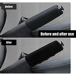 QODOLSI 1 PC Car Handbrake Handle Cover, 4.8" x 1.65" x 1.41" Silicone Wavy Anti-slip Parking Brake Covers, Universal Protective Accessories, Compatible with Cars, Trucks, Vans, SUVs (Black)