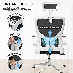 Monhey Big and Tall Office Chair, Heavy Duty Office Chair, Ergonomic Office Chair with Adjustable Headrest, Lumbar Support, 2D Armrest, Home Office Desk Chairs 300lbs with Metal Base - White