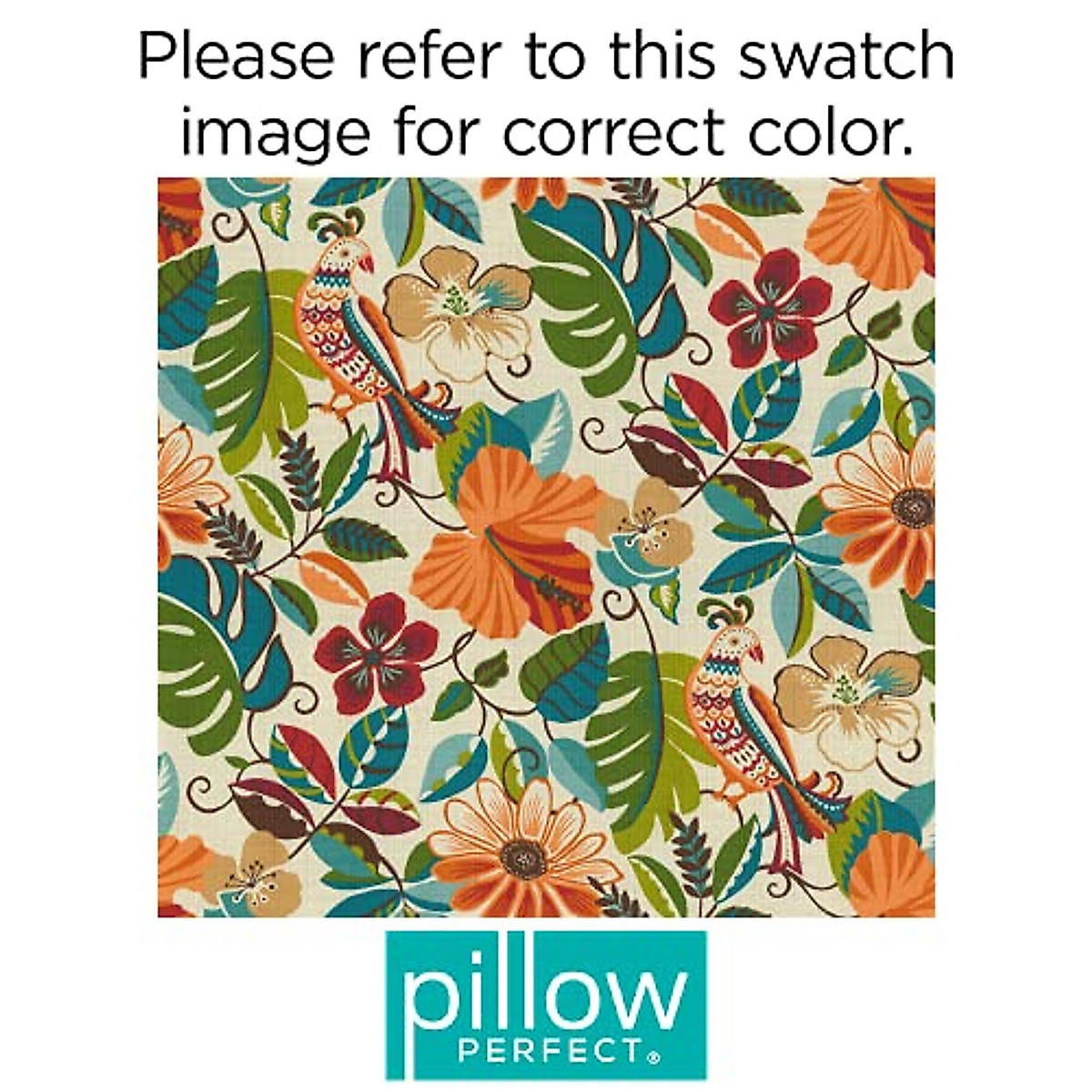 Pillow Perfect Tropic Floral Outdoor Throw Accent Pillow Plush Fill, Weather, and Fade Resistant, 18.5" x 18.5", Ivory, 2 Count