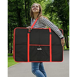 FINESUN Art Portfolio Case 34 x 22 Inches, Art Supply Storage Organizer, Art Bag with Frame Construction& Shoulder Straps, Portfolio Folder for Artwork, Drawings& TV, Standing Black