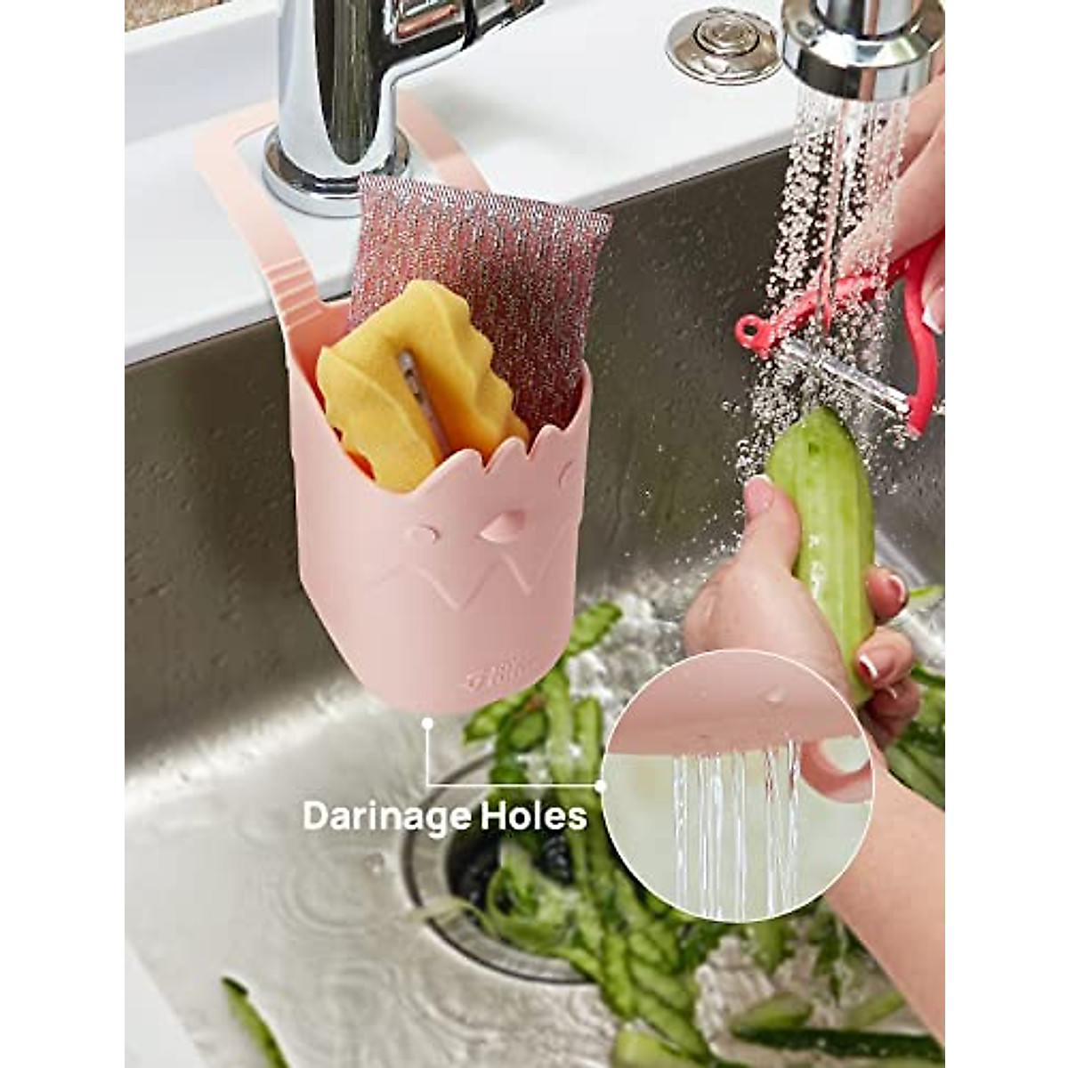 JOYTUTUS Universal Stroller Cup Holder, Cutie Holder Silicone Phone Holder Organizer for Stroller, Bike, Treadmill, Walker, Boat, Lawn Chairs (Pink)