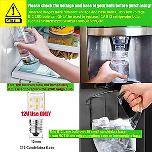 Makergroup 12V E12 LED Bulbs for Particular 12V Refrigerator Light Bulb Ice Maker Water Dispenser WR02X12208, WR01X37886, 416099 Daylight White 6000k Non Dimmable Pack of 2