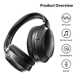 Avantree HT5006 & Aria - Wireless Headphones Earbuds for TV Watching w/Bypass Bluetooth Transmitter & Bluetooth 5.0 Active Noise Cancelling Headphones with No Audio Delay with theTransmitter