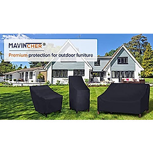 MAVINCHER Patio Chair Covers, High Back Outdoor Chair Covers Waterproof, 600D Heavy Duty Lawn Outside Barstool Chair Covers,Fits for 4-6 Stackable Dining Chairs,27"W x 27"D x 49"H, 1 Pack