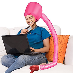 Safety Portable Hair Dryer Bonnet Attachment for Hair Styling - Deep Pink