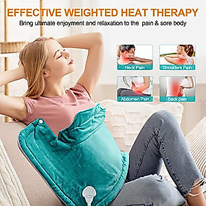 Heating Pad for Neck and Shoulders, 2lb Weighted Neck Heating Pad for Back Pain Relief, 6 Heat Settings 4 Auto-Off, Gifts for Women Men Mom for Christmas, Birthday, Mothers Day,17"x23" Blue