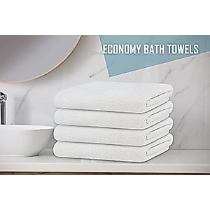 TOALLA (Pack of 12 White Bath Towels Bulk 20x40 Inches -100% Cotton Economy Cheap Bath Towels for Commercial Uses, Gym, Salon, Spa & Hair -Lightweight Bath Towels Quick Drying -Bath Towels Sets Bulk