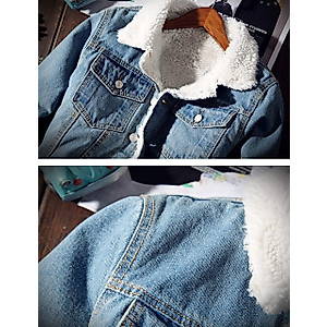 Springrain Men's Sherpa Fleece Lined Denim Jacket Warm Winter Trucker Jacket Cowboy Jean Jacket(LightBlue-M)