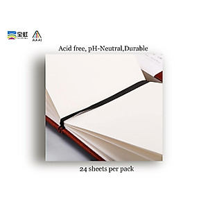 BAOHONG Watercolor Journal, PU Leather Cover, 24 Sheets Sized 6.2" x 9.4", Hot Press Academy Grade BAOHONG Watercolor Paper, 100% Cotton 140 lb (300 GSM), Travel Sketch Book