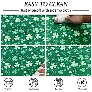 DWCN 60 x 84 Inch St Patrick's Day & Spring Rectangle Tablecloth - Shamrock Patterned Waterproof Spillproof Stain Resistant Washable Table Cloth for Dining Room Kitchen Party, Green Clover