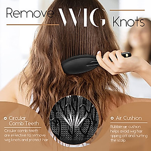 Dreamlover Wig Brush for Synthetic Wigs, Synthetic Wig Brush for Human Hair, Wig Comb for Lace Front, 4 Pieces