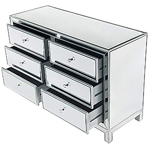 Elegant Decor Dresser 6 Drawers 48in. W x 18in. Din. x 32in. H in Antique Silver Paint