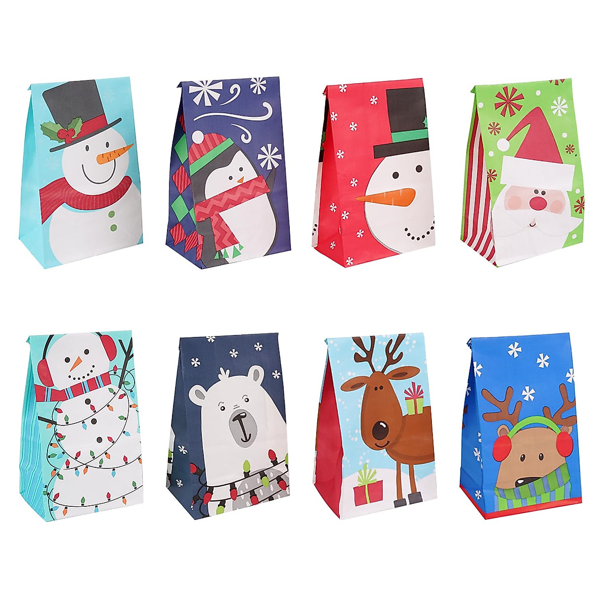 Linelglobal Small Christmas Gift Bag, Goodie Treat Bag for Kid Holiday Party Favor 24 Pack