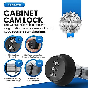 FJM Security Combi-Cam 7850R-S-Black Combination Cam Lock, 5/8" Black Finish