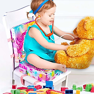 2PCS Booster Seat for Dining Table, Chair Increasing Cushion for Toddler Baby Kids, Portable Dismountable Adjustable Highchair Booster - Unicorn Pink