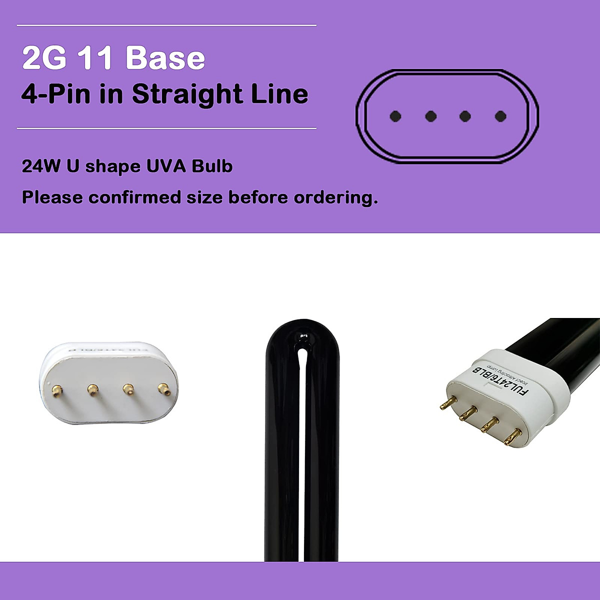 Dameiol 24W B24B Replacement Black Bulb Light Compatible for Stinger BK300,BK310,BK500,BK510. 10.25Inch Length BL lamp-2PACK