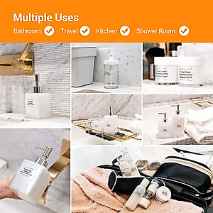 108 PCS Bathroom Labels Clear Preprinted Waterproof Travel Bottles Label Stickers for Organization and Storage Bathroom Dispenser Jars Bins Plastic Travel Bottles Containers