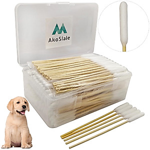 AkoSlale Dog Ear Cleaner Q Tips, 200pcs, 6 Inch Long Cotton Swabs for Dogs - Biodegradable Ear Cleaning Swabs for Pet Ear Infection Treatment and Wax Removal