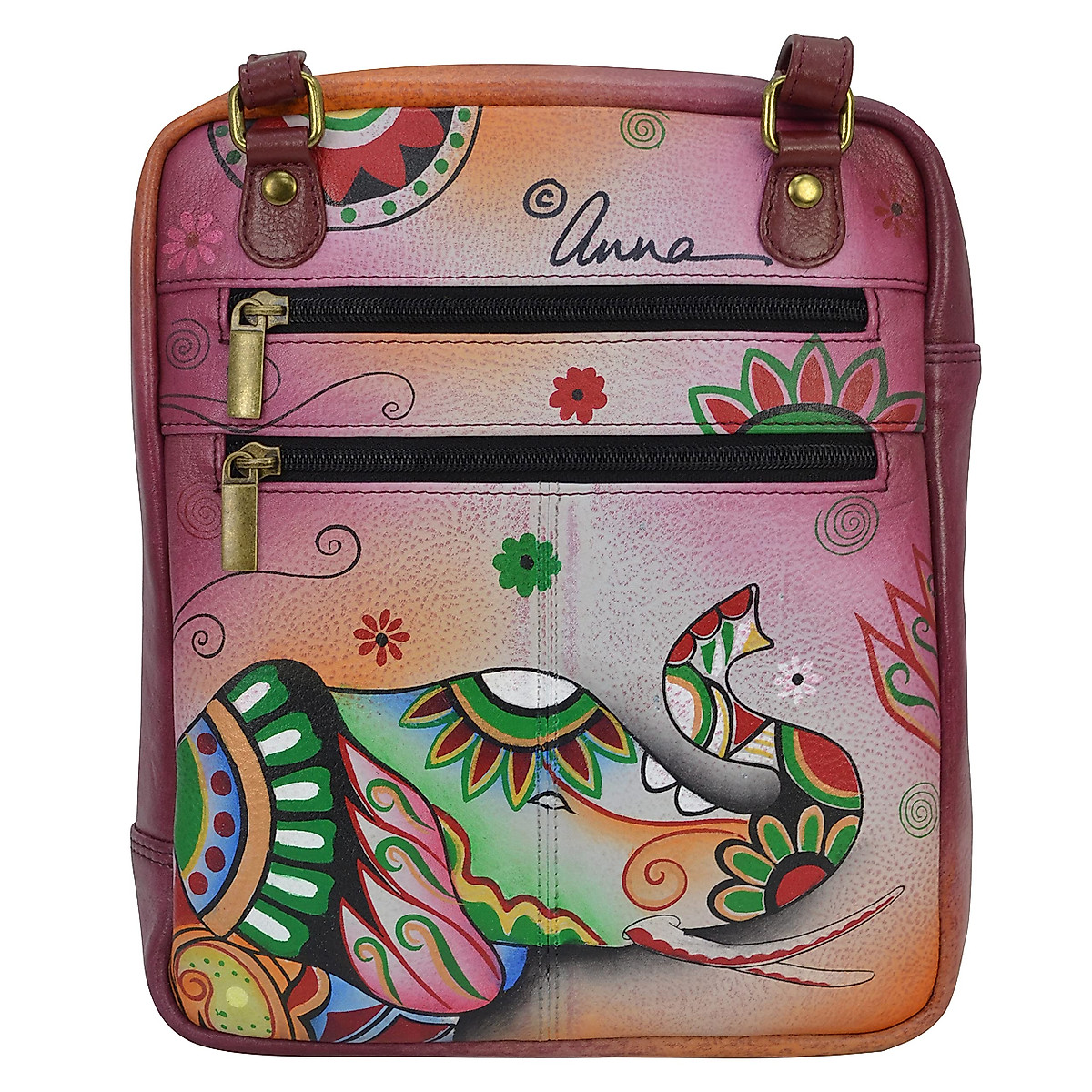 Anna by Anuschka Travel Organizer Crossbody, Retro Elephant