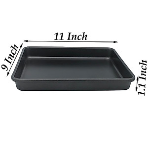 Small Cookie Sheets 11X9 Inch 2Pcs Mini Baking Pan Toaster Oven Tray Nonstick Thicken Brushed Carbon Steel Magnetic No Warp 1 to 2 Person Bakeware By HYTK