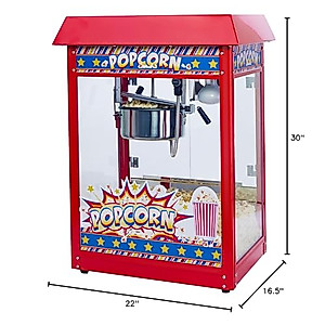 Winco POP-8R Popcorn Machine, 8 Ounce, Red