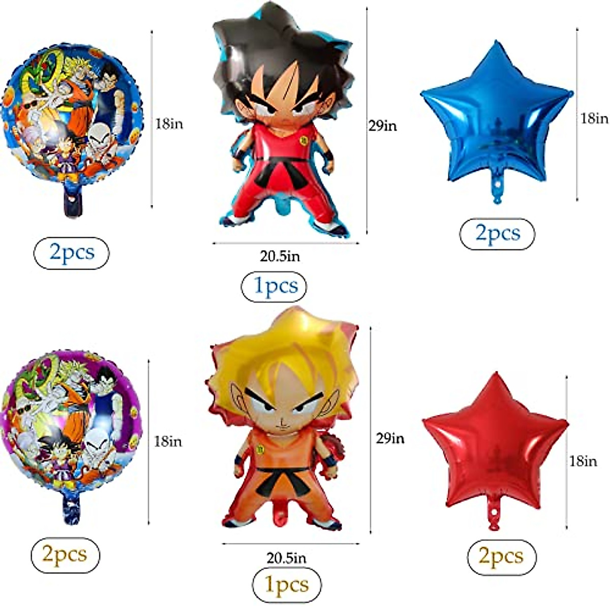 10Pcs Cute Anime Party Decoration Balloons,Aluminum Film Material Double Sided Balloons,Anime Theme Party Supplies,Kawaii Birthday Party Ballons