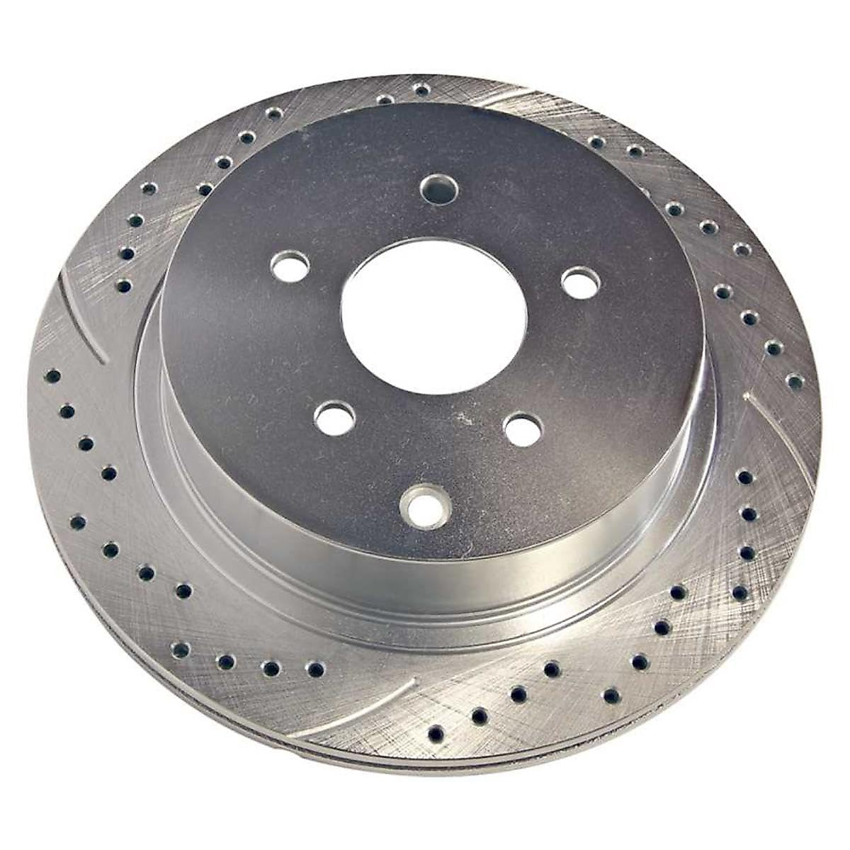 KAGWFEA 2pcs Disc Brake Rotor Set Rear Side Silver Zinc Plated Performance Drilled and Slotted PR41350DSZPR PR41350DSZPR,Free return