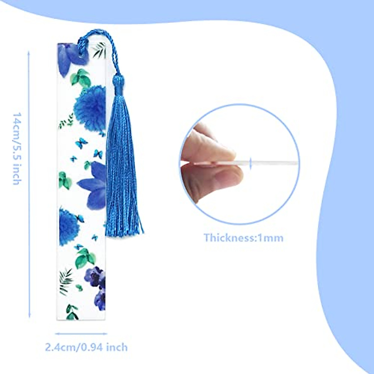 Bookmarks for Women Flower Bookmark Cute Floral Bookmarks Transparent Acrylic Bookmarks with Tassels for Women Teacher Kids Book Lovers (6 PCS)
